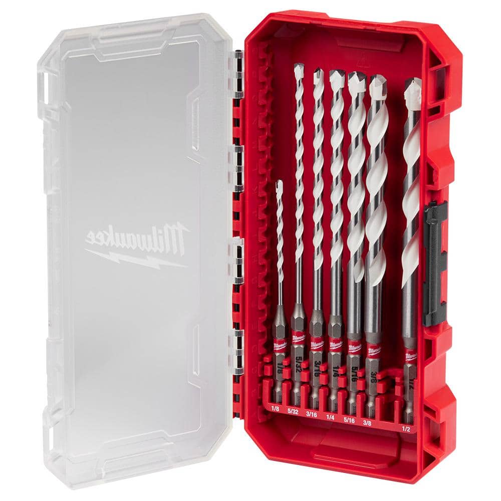 Milwaukee SHOCKWAVE Carbide Multi-Material Drill Percussion Bit Set (7 ...