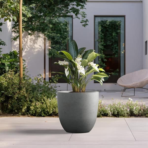 Sapcrete 18 in. Large Stone Finish Concrete Round Planter / Pot with ...