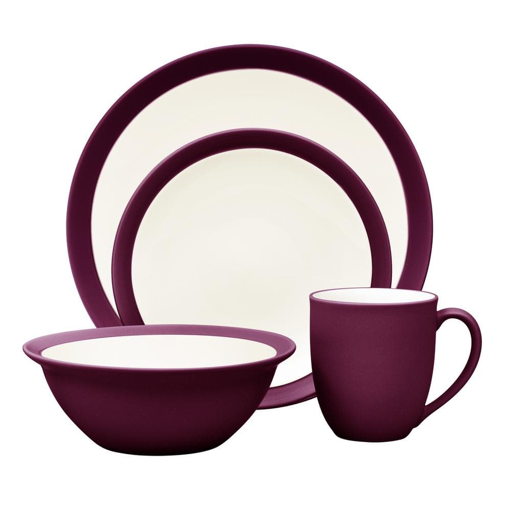Noritake Colorwave Burgundy Stoneware 4 -Piece Curve Place Setting 5109 ...
