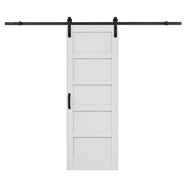 ARK DESIGN 30 in. x 84 in. 5-Panels White MDF with PVC Finished ...