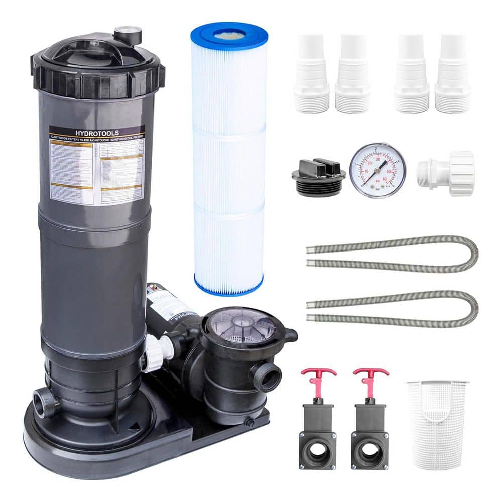 Swimline HYDROTOOLS 100 SqFt Cartridge Pool Filter System for Above ...