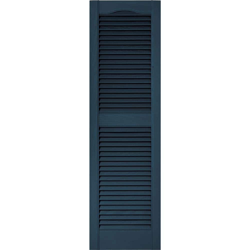Builders Edge 15 in. x 52 in. Louvered Vinyl Exterior Shutters Pair ...
