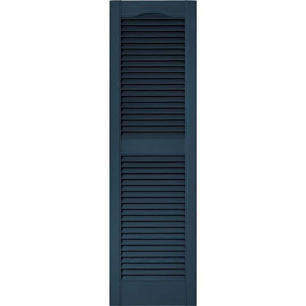 Builders Edge 15 in. x 52 in. Louvered Vinyl Exterior Shutters Pair ...