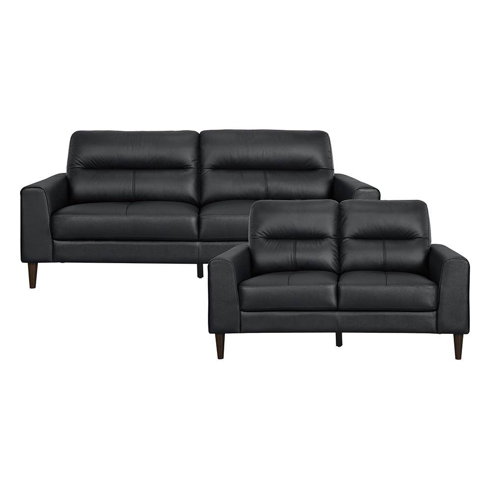 Milford 76 in. W. Straight Arm Leather Rectangle 2-Piece Living Room ...