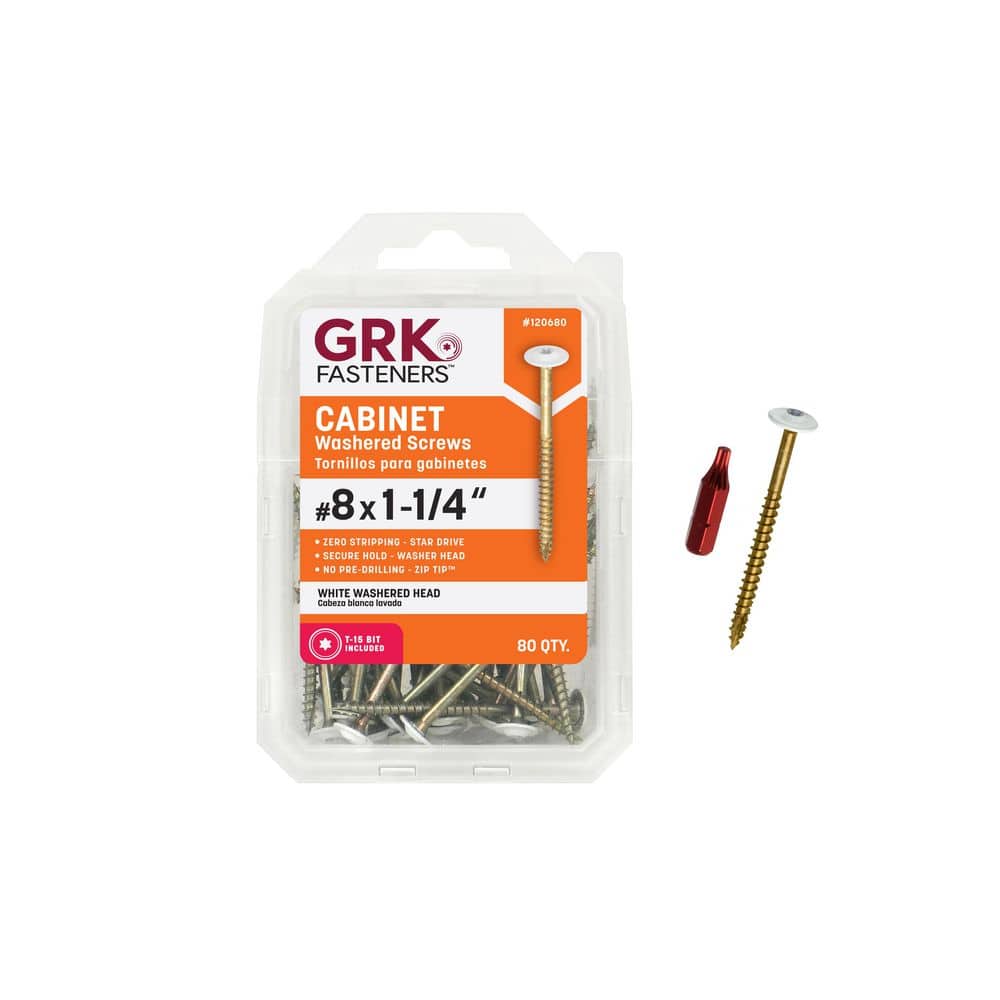 GRK Fasteners #8 x 1-1/4 in. Star Drive Low-Profile Washer Head White ...