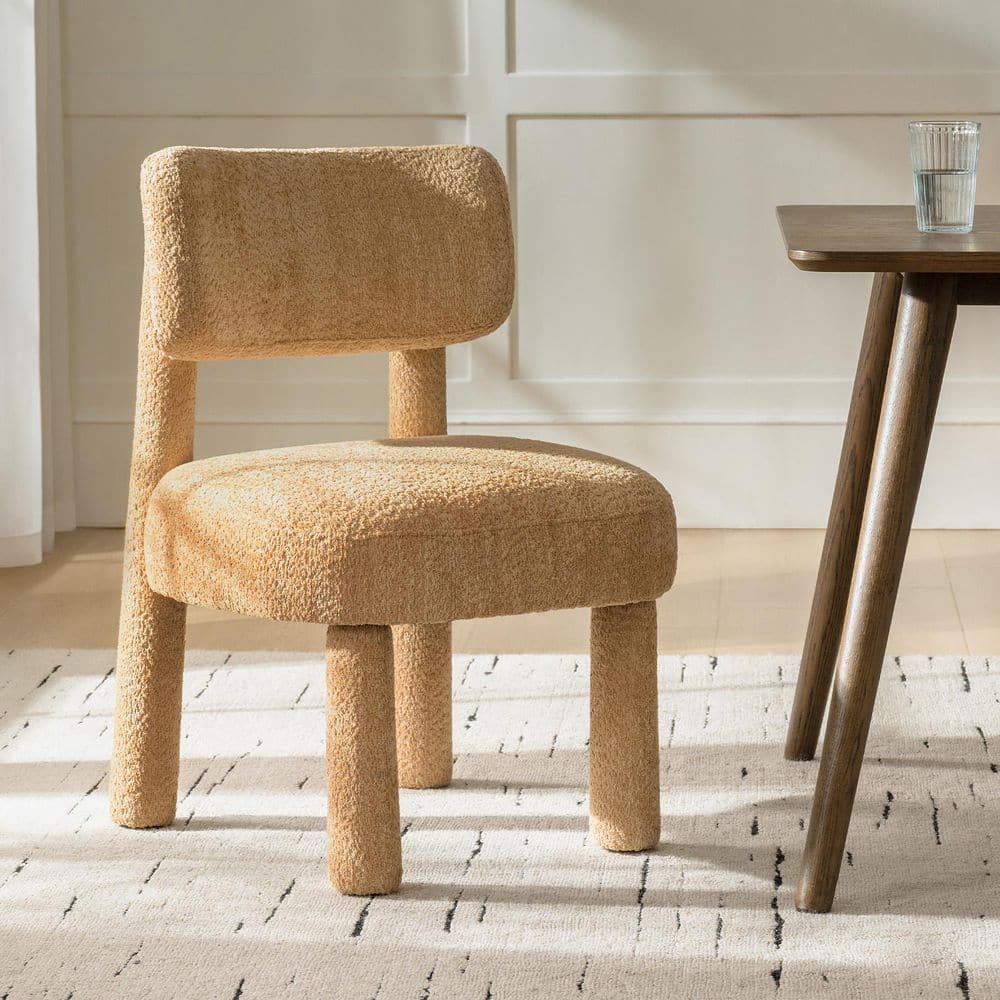 JAYDEN CREATION Jennifer Camel Polyester Dining Chair with Solid Wood ...
