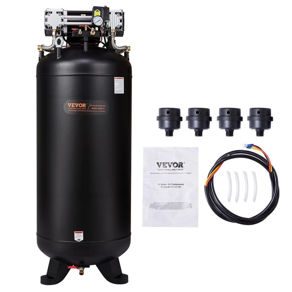 VEVOR 80 Gal. Compressor, 6.5HP, 15.5 SCFM 90 PSI, Dual-Stage 145 PSI ...