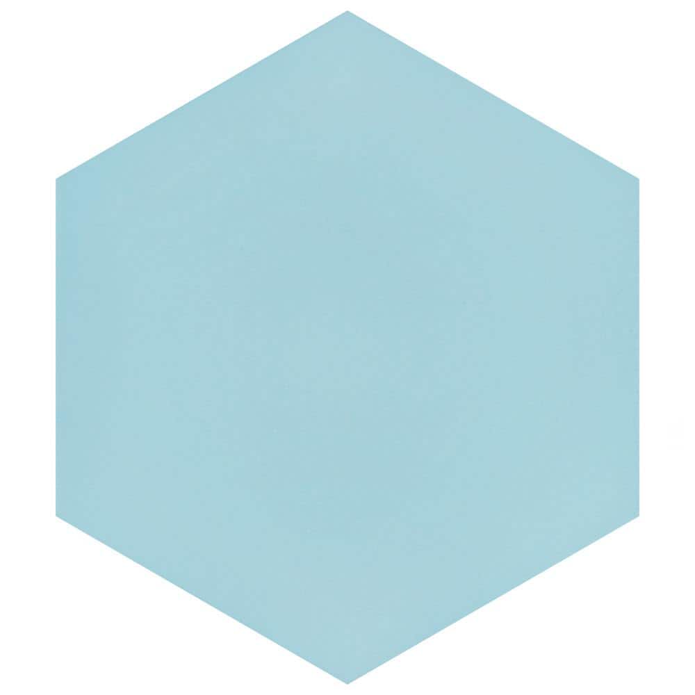 Merola Tile Textile Basic Hex Aqua 8-5/8 in. x 9-7/8 in. Porcelain ...