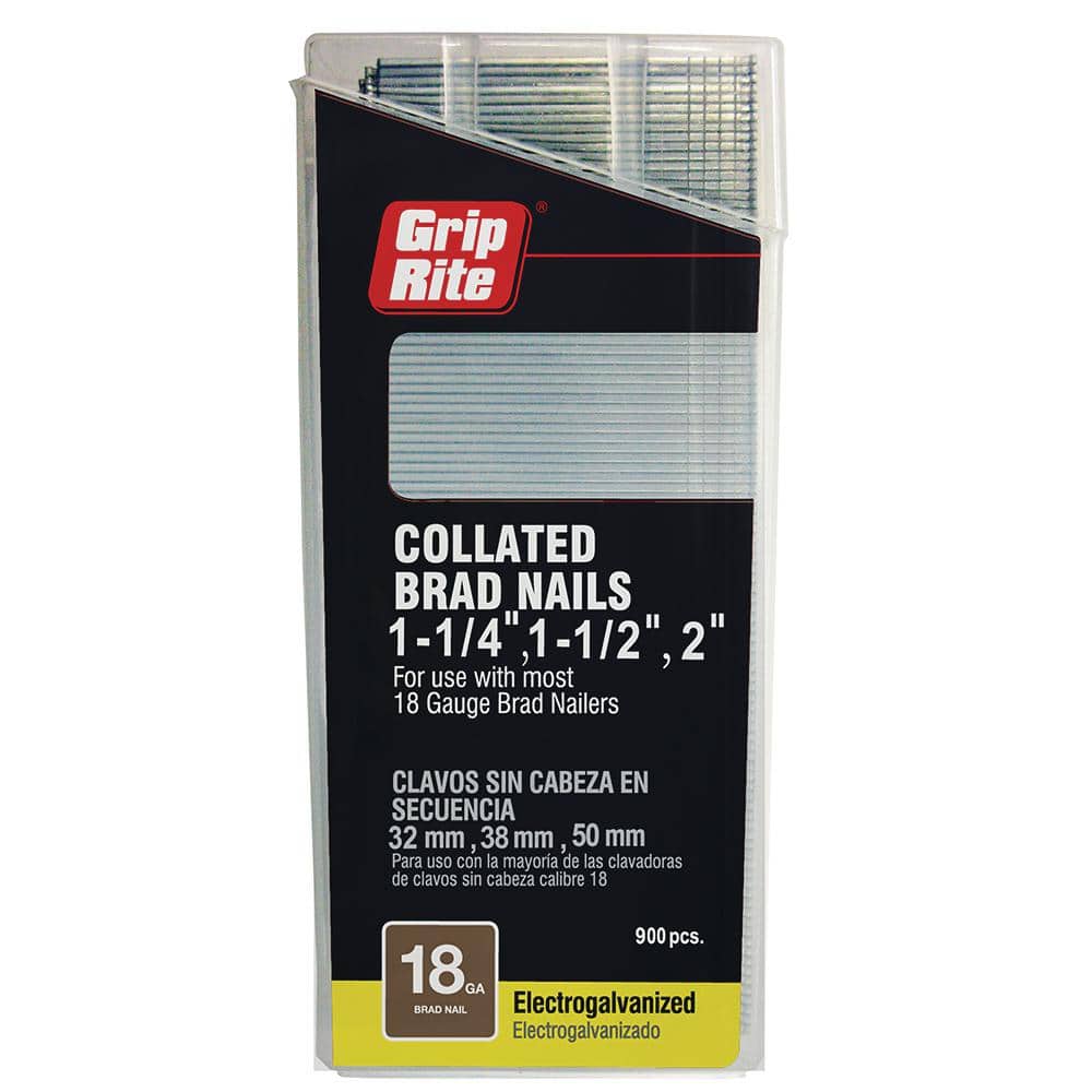 Grip-Rite 18-Gauge Electrogalvanized Brad Nails Project Pack 900 per ...