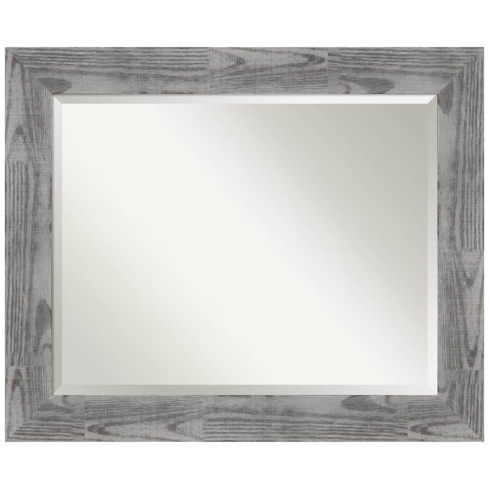 Amanti Art Bridge Grey 34 in. W x 28 in. H Wood Framed Beveled Bathroom ...