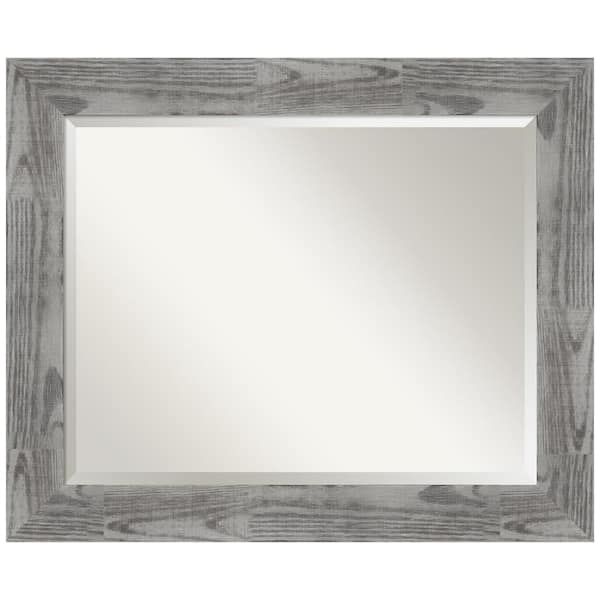 Amanti Art Bridge Grey 34 in. W x 28 in. H Wood Framed Beveled Bathroom ...