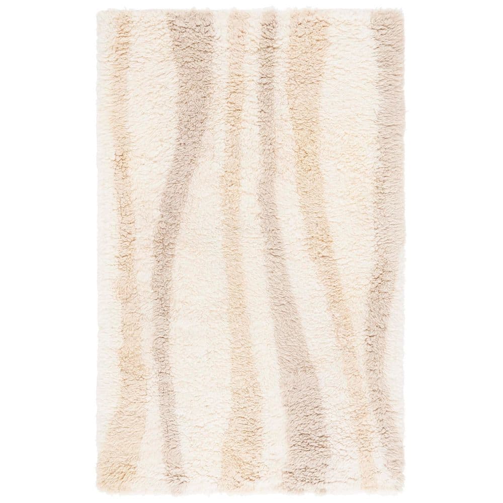 SAFAVIEH Casablanca Ivory/Beige 3 ft. x 5 ft. Striped Waves Area Rug ...