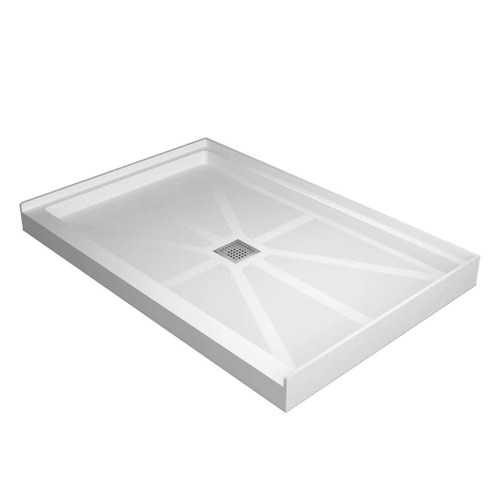 imperiol 48 in. L x 32 in. W Alcove Shower Pan Base with Center Drain ...