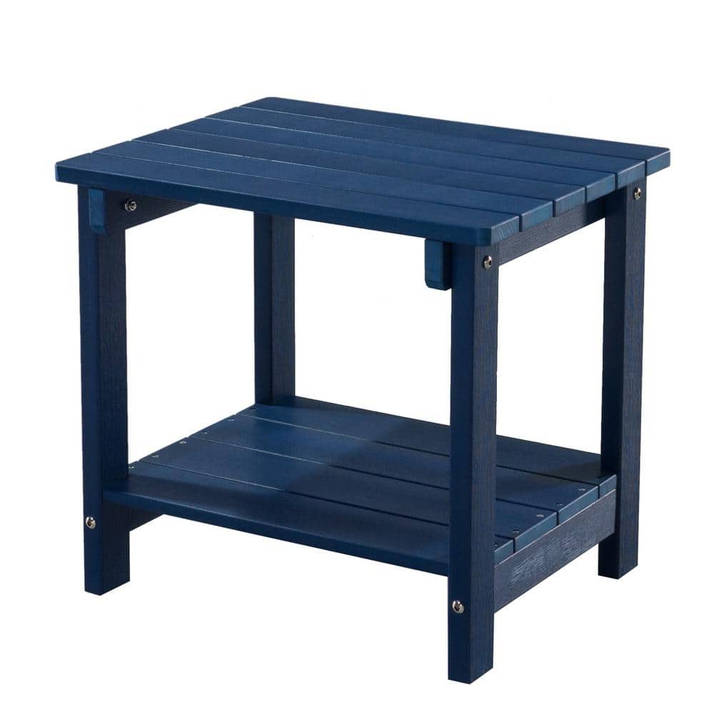 Mondawe Thor Navy Blue Rectangle HDPE Plastic End Table 18.11 in. H ...