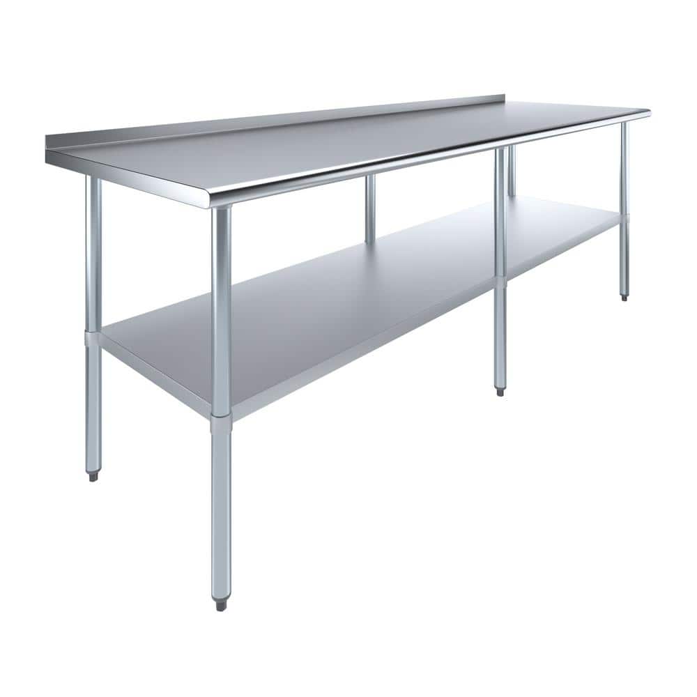 AMGOOD 30 in. x 96 in. Stainless Steel Work Table with 1.5 in ...