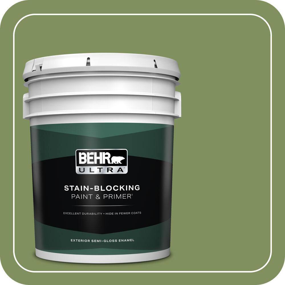 BEHR ULTRA 5 gal. #PPU10-03 Green Energy Semi-Gloss Enamel Exterior ...