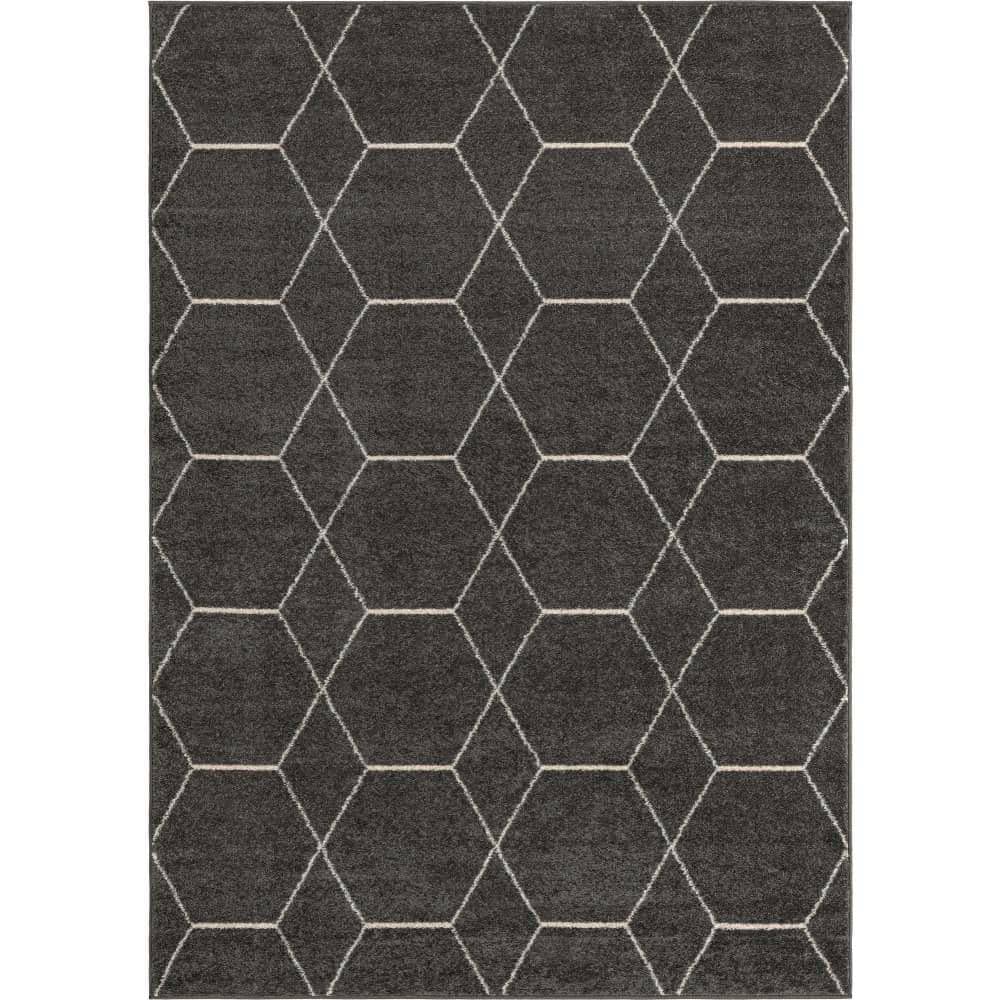 StyleWell Trellis Frieze Dark Gray/Ivory 10 ft. x 14 ft. Geometric Area ...