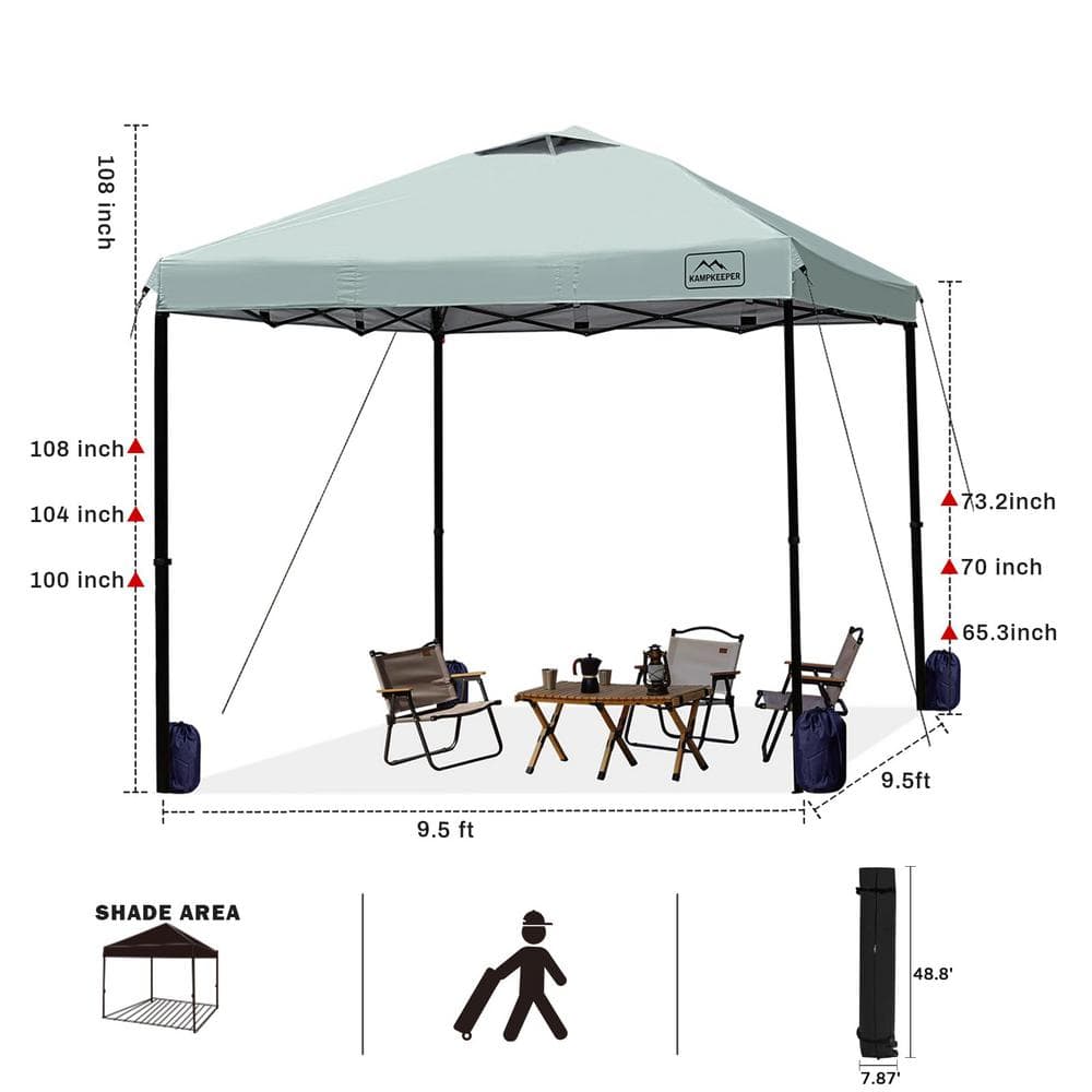Grey Green 10 ft. x 10 ft. Pop Up Outdoor Commercial Canopy Tent with ...