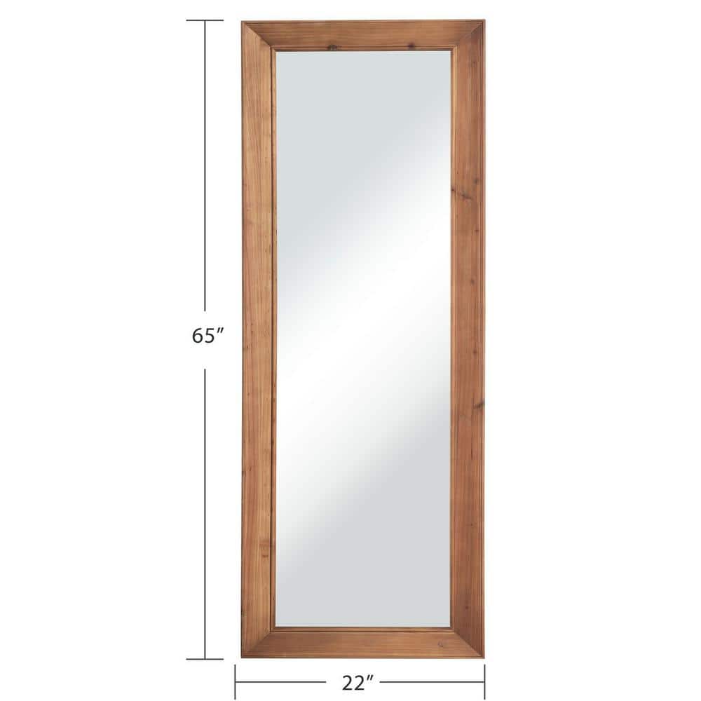 21.26 in. W x 64.17 in. H Rectangle Framed Wood Mirror in natural WQ ...