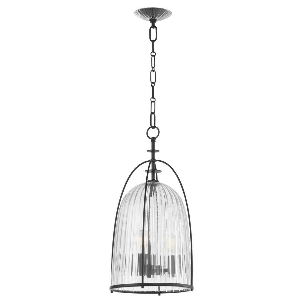 quorum Alice 100-Watt 3-Lights 11 in. Matte Black Pendant Light with a ...