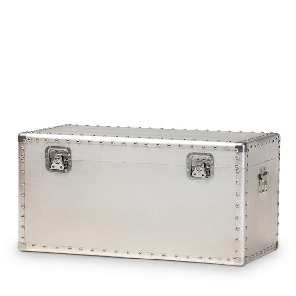 Baxton Studio Serge Silver Storage trunk Cabinet 160-10246-HD - The ...