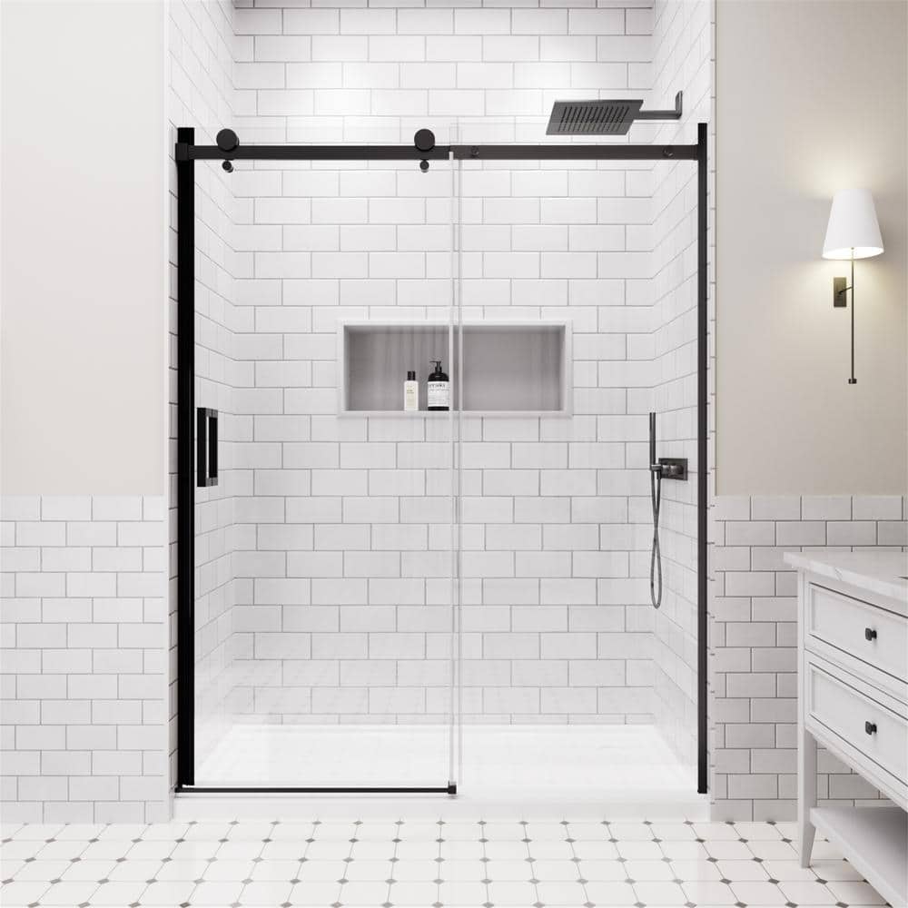 imperiol 56-60 in. W x 74 in. H Single Sliding Semi-Frameless Shower ...