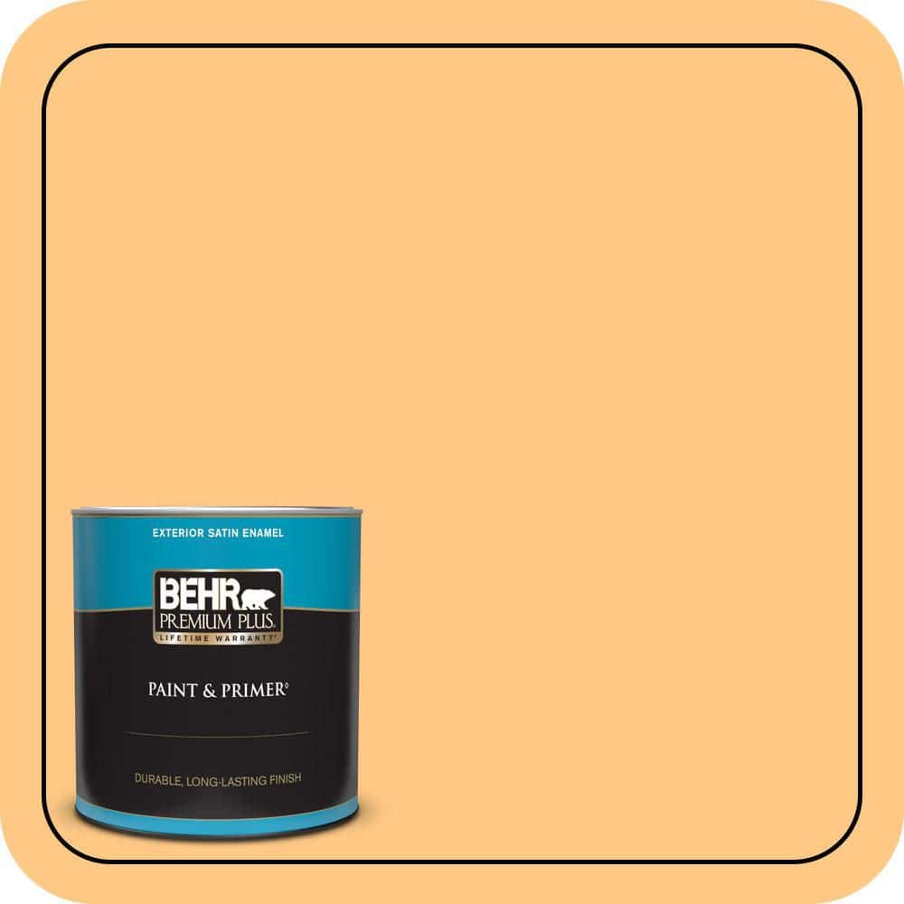 BEHR PREMIUM PLUS 1 qt. #290B-5 Torchlight Satin Enamel Exterior Paint ...