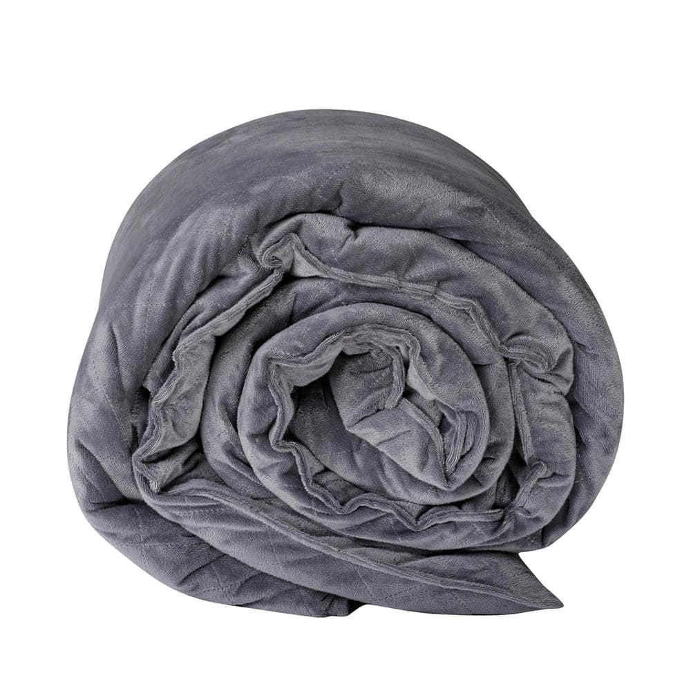 swift home Grey 48 in. x 72 in. 15 lbs. Weighted Blanket with Minky ...