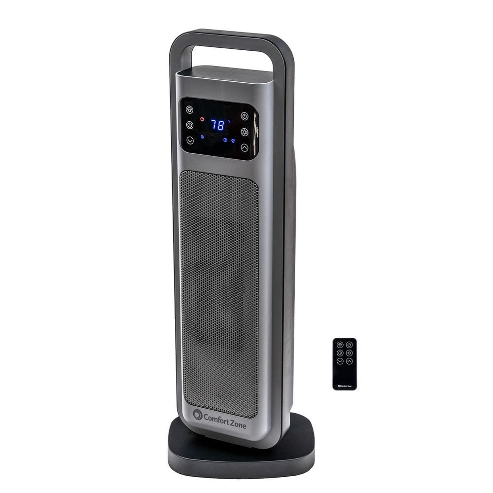 Comfort Zone 1500W 26 in. Electric Indoor Tower Ceramic Fan-Forced ...