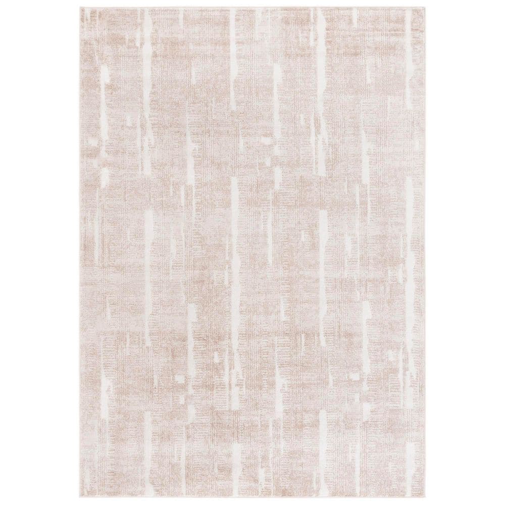 SAFAVIEH Whisper 8 ft. x 10 ft. Beige/Light Beige Distressed Striped ...