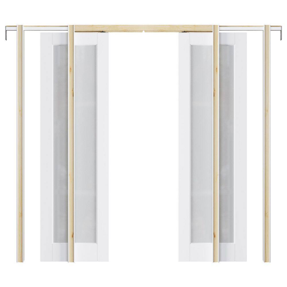 ARK DESIGN 48 in. x 80 in. 1-Lite Frosted Glass Primed Door with Solid ...