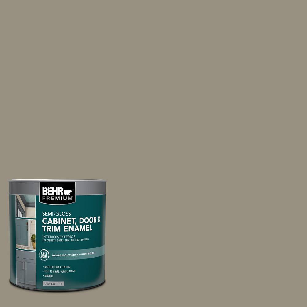 BEHR PREMIUM 1 qt. #N320-5 Gray Squirrel Semi-Gloss Enamel Interior ...
