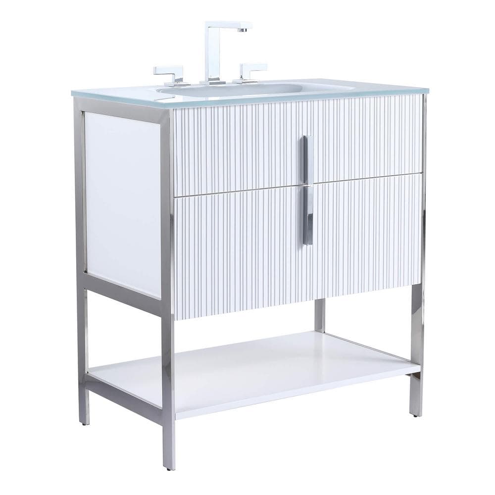 FINE FIXTURES 30 in. W x 18 in. D x 33.5 in. H Bath Vanity in White ...