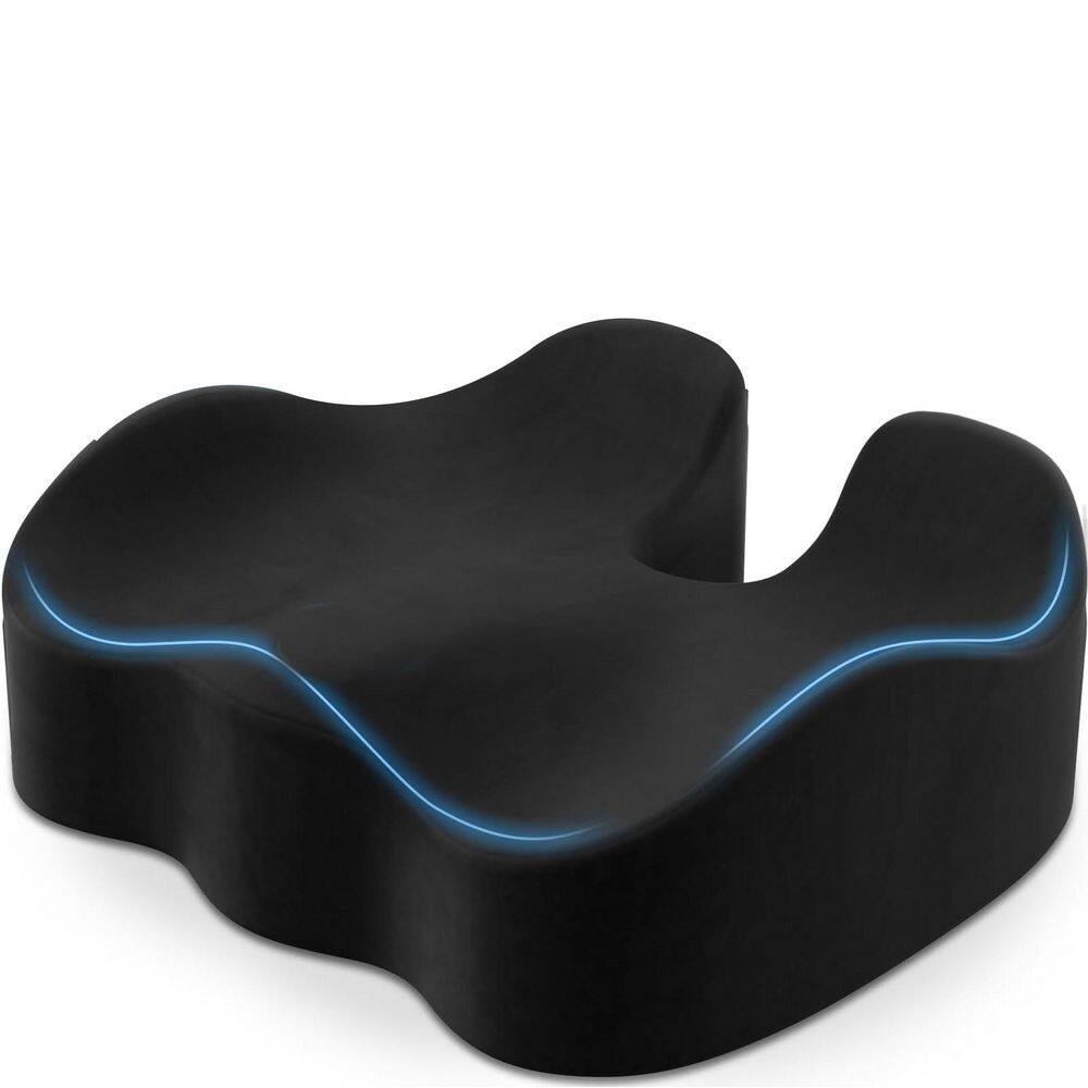 Black 5.2in Memory Foam Cushion Thick Ergonomic Tailbone Relief Non ...