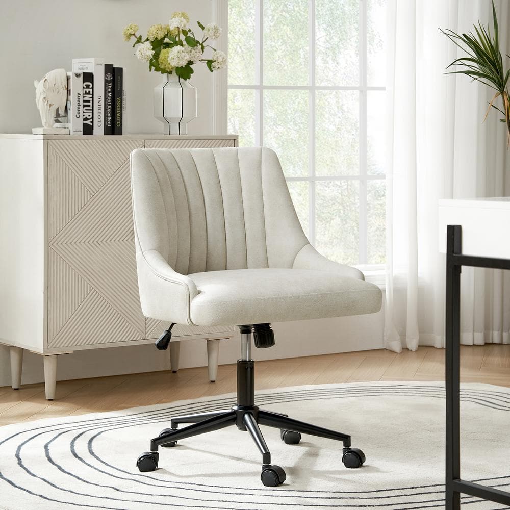 JAYDEN CREATION Simon Ivory Modern Polyester Swivel and Adjustable ...