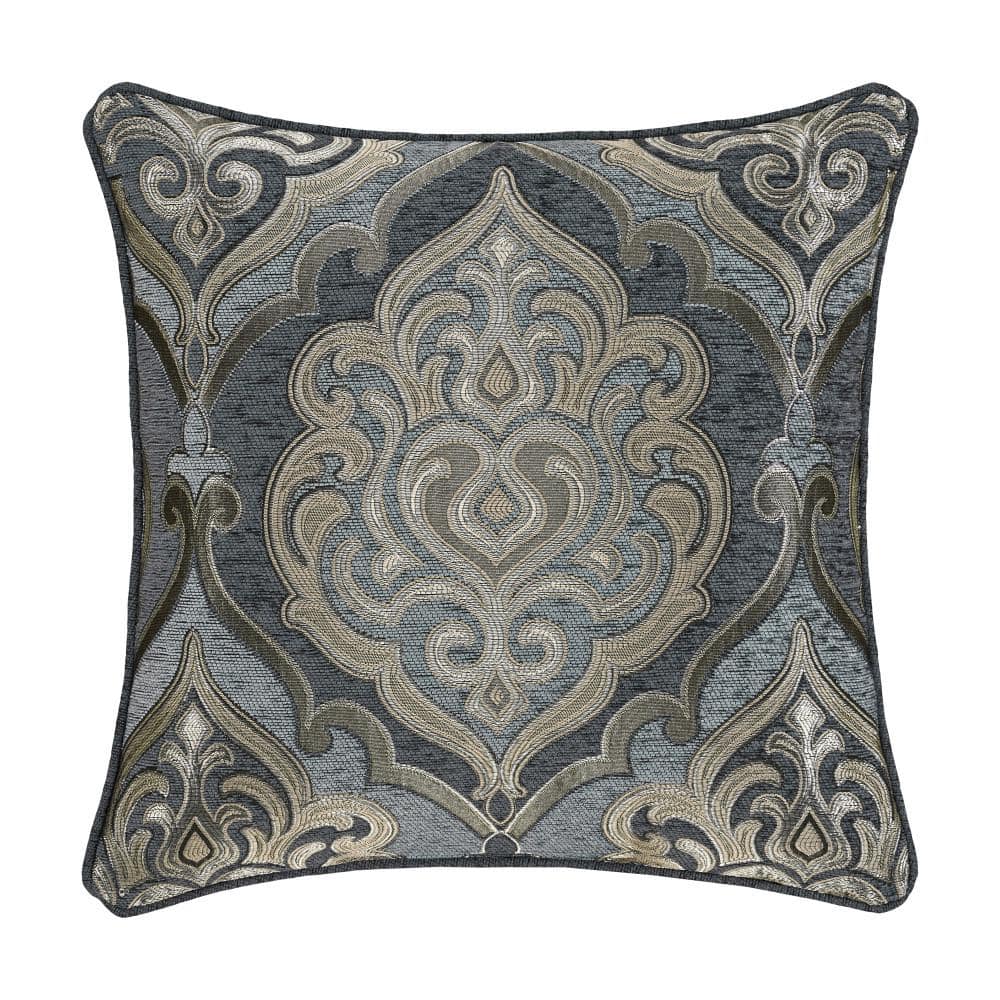 Ashley Powder Blue Polyester Damask 20 in. Square Decorative Throw ...