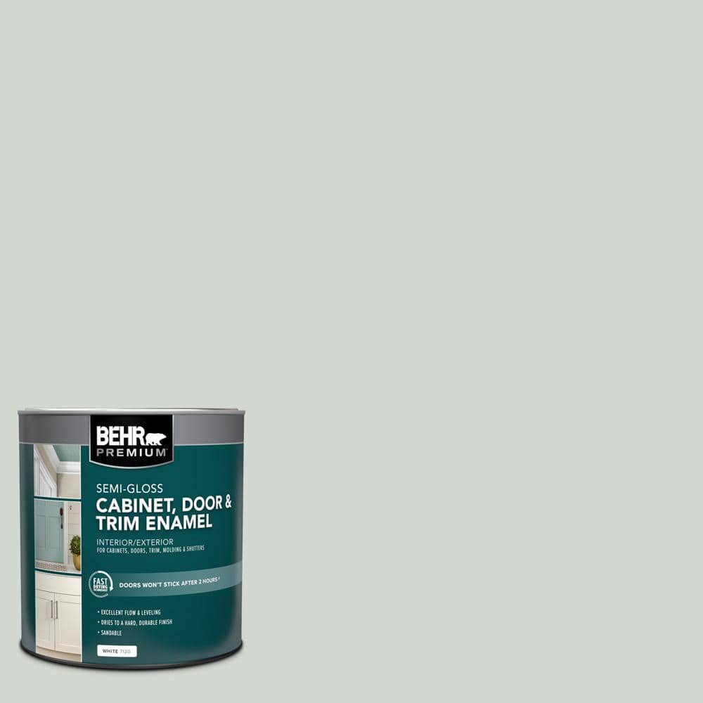 BEHR PREMIUM 1 qt. #N410-2 Brook Green Semi-Gloss Enamel Interior ...