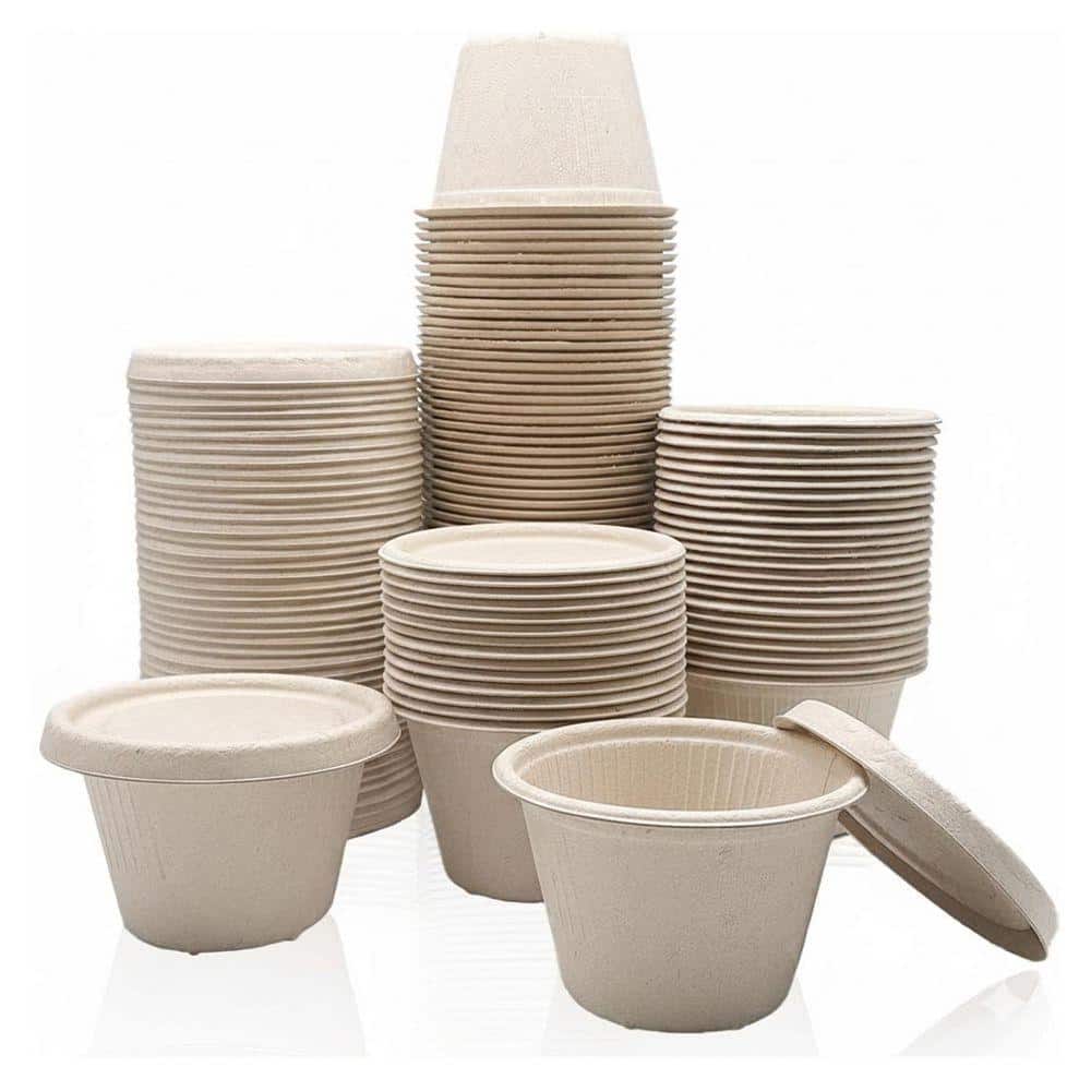 JFVKAF 4 oz Compostable Bagasse Fiber Condiment Cups White Paper Food ...