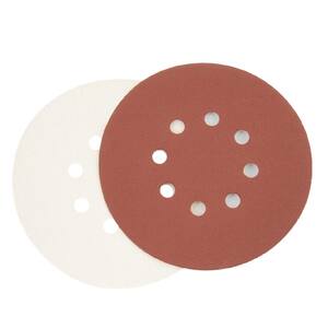 POWERTEC 5 in. 320-Grit Aluminum Oxide Hook and Loop 8-Hole Disc (25 ...