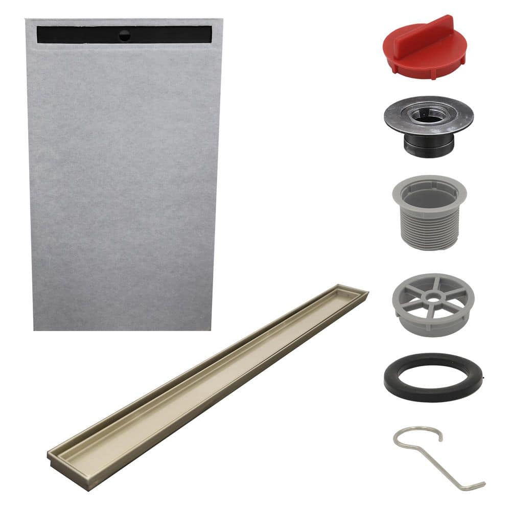 Everbilt 36 in x 60 in WaterShield Pre-sloped End Linear Drain Pan with ...