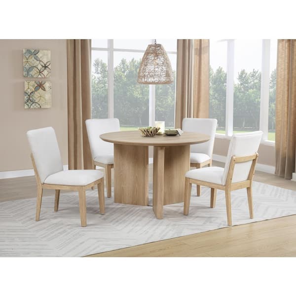 Best Master Furniture Drift Light Oak Wood 5-Piece Round Organic Modern ...