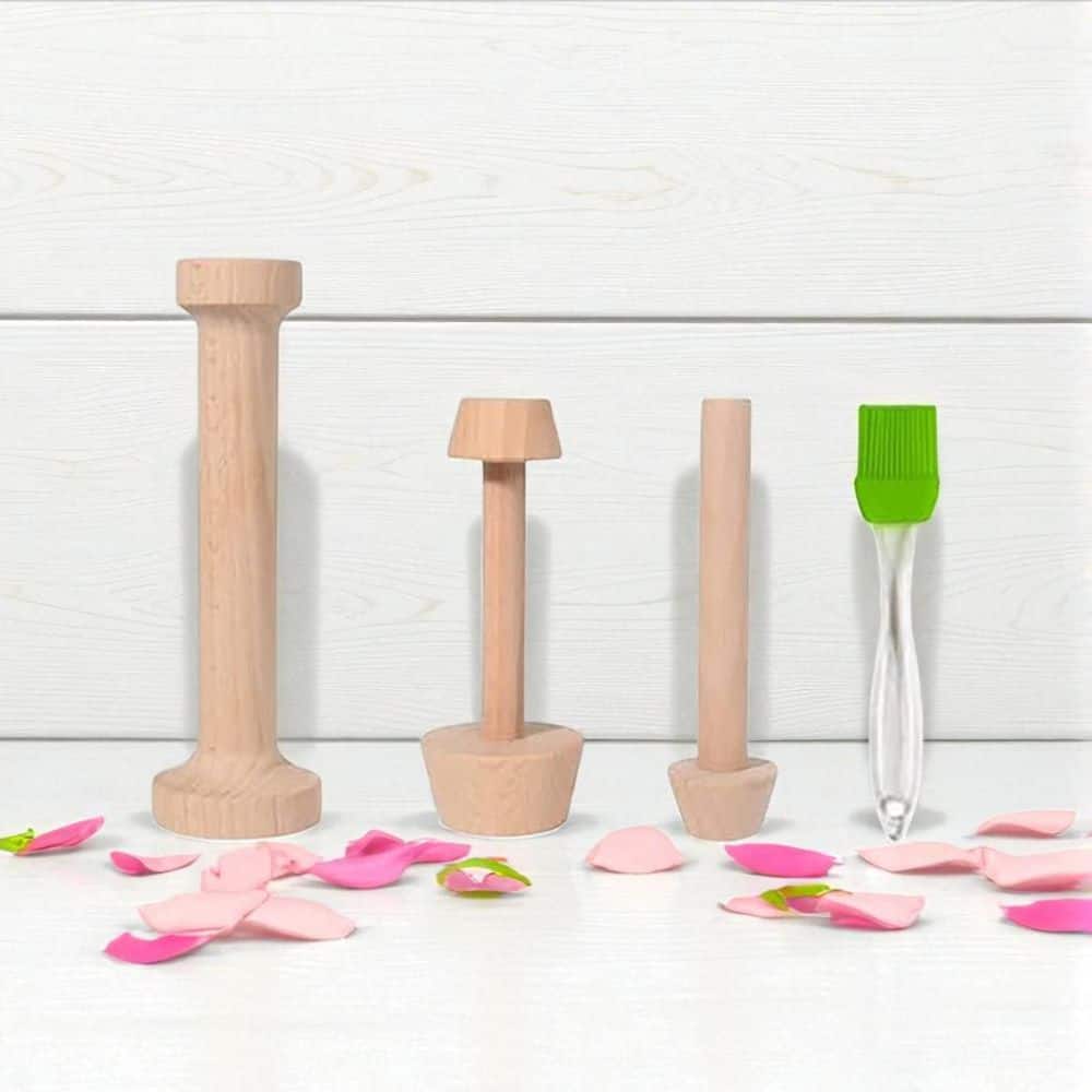 Wooden Tart Tamper Set with Double-Sided Pastry Dough Tool for Egg ...