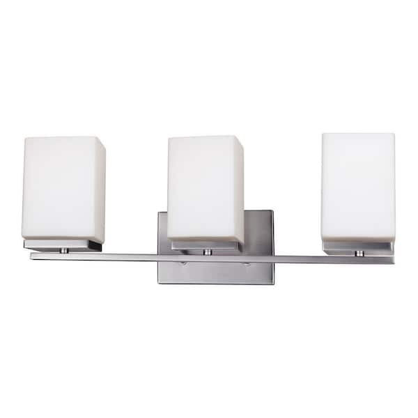 FORTE LIGHTING INC Ella 3-Light Brushed Nickel Bath Vanity Light with ...