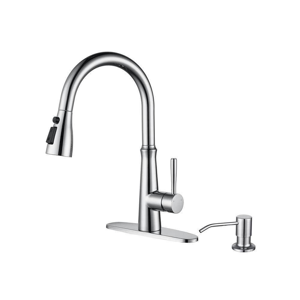 WOWOW Single Handle Pull Down Sprayer Kitchen Faucet with Advanced Spray, Pull Out Spray Wand in ...