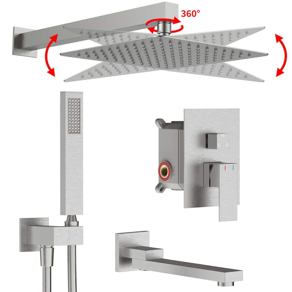 GIVING TREE Single-Handle 3-Spray 12'' Tub and Shower Faucet Combo with ...