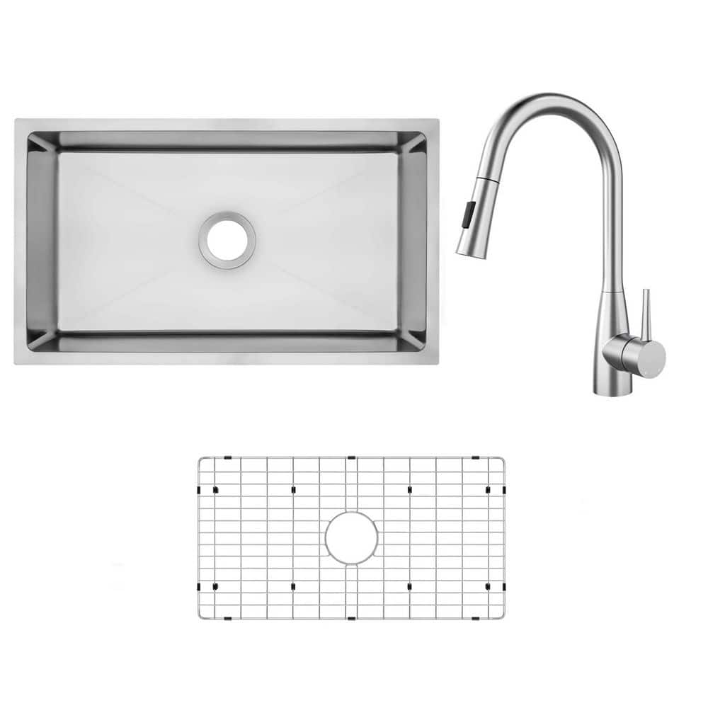 CHESHIRE 31 in. Tiny Radius Undermount Single Bowl 18-Gauge Stainless ...