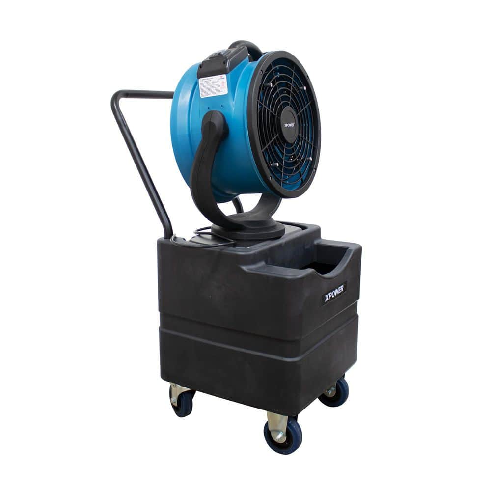 XPOWER 14 in. 3-Speed Misting Personal Fan in Blue with Oscillation ...