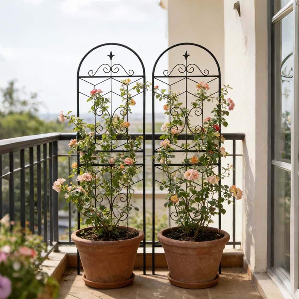 (2 Pack) Metal Garden Trellis 71 in. Metal Garden Trellis for Climbing ...