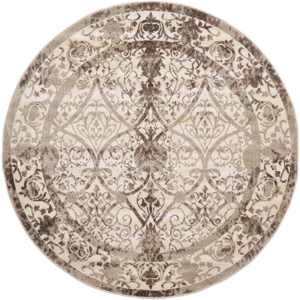 Unique Loom La Jolla Traditional Brown 6' 0 x 6' 0 Round Rug 3114701 ...