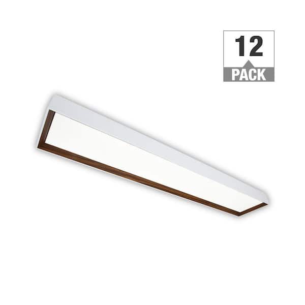 Commercial Electric 4 ft. x 8 in. White and Walnut Interior LED Flush ...